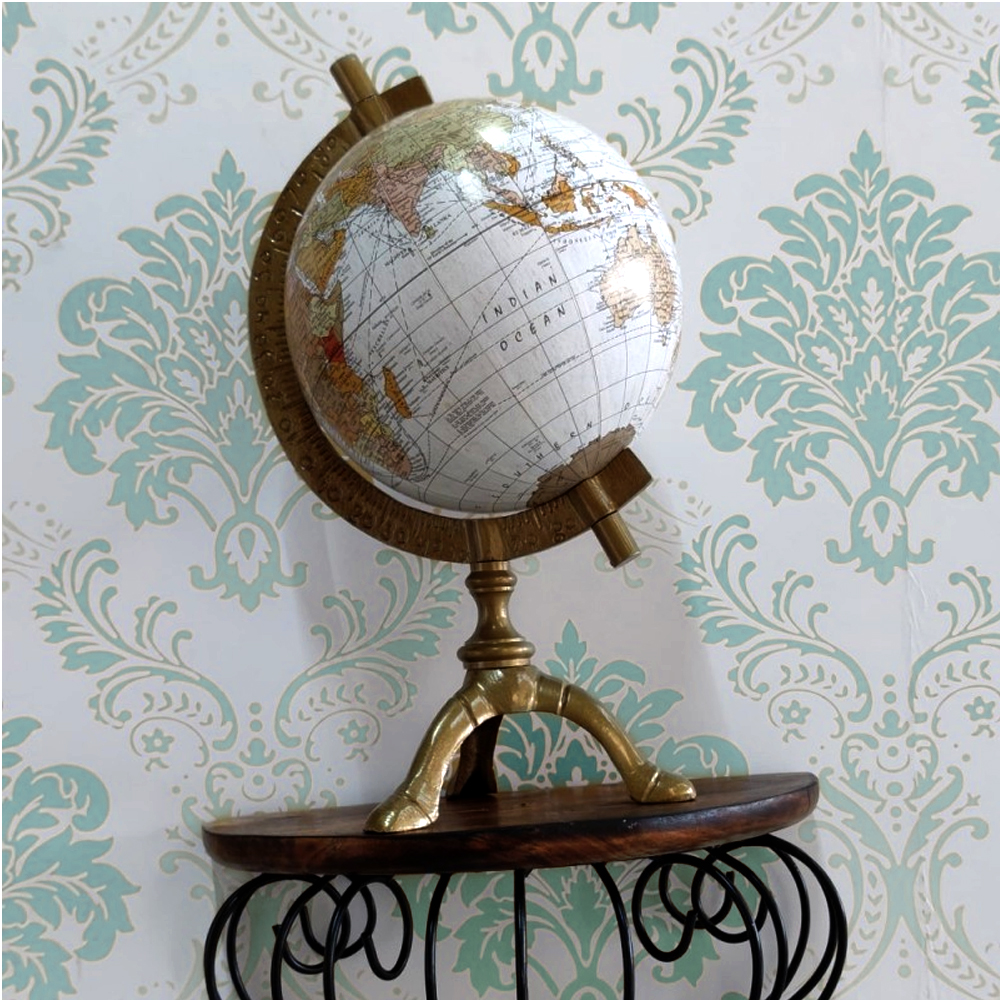 Wood Crafted Decorative Earth Globe 12 inches with Colored Map and ...