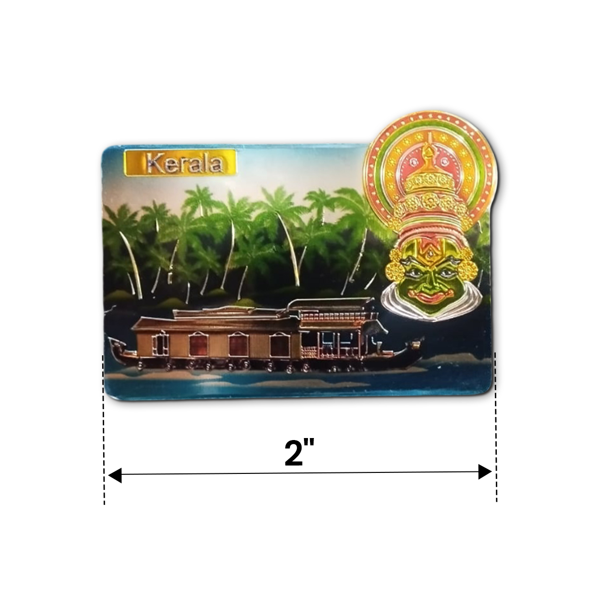 Kerala Houseboat & Kathakali Fridge Magnet | Kerala Souvenir